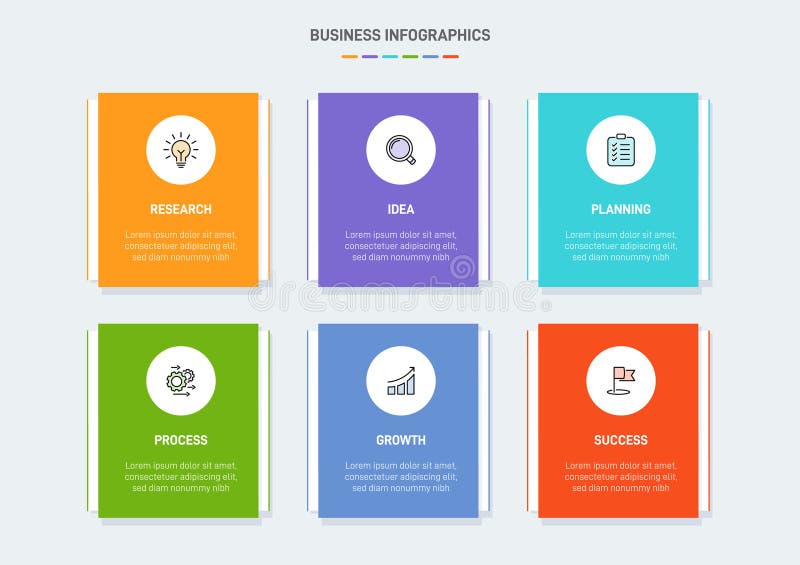 6 Clean Infographic Design Shaped Elements Template, Symbolizing the ...