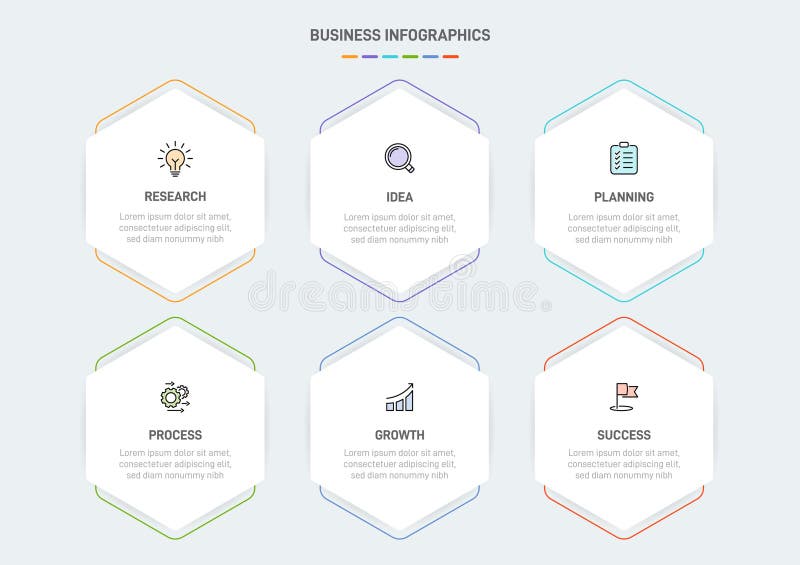 6 Clean Infographic Design Shaped Elements Template, Symbolizing the ...