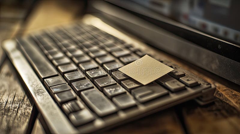 Clean Keyboard Awaits Creative Input with a Blank Sticky Note Inviting ...