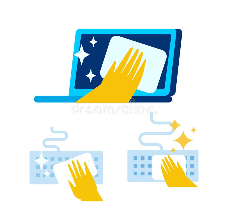 Clean Keyboard and Laptop Line Vector Illustration Stock Vector ...