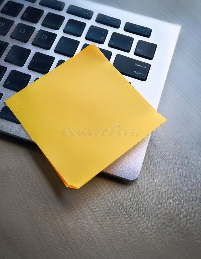 Clean Keyboard with Yellow Sticky Note Ready for New Ideas and ...
