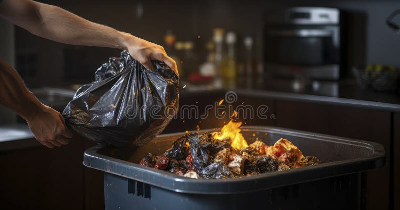 Clean Kitchen Commitment - Hands of a Person Throwing Away a Trash ...