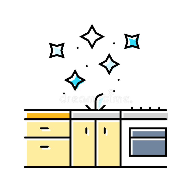Clean Kitchen Surface Color Icon Vector Illustration Stock Illustration ...