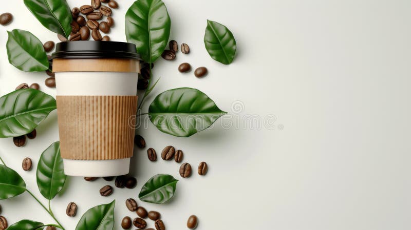 Clean Label Paper Coffee Cup with Beans Mockup AI Generated Stock Image ...