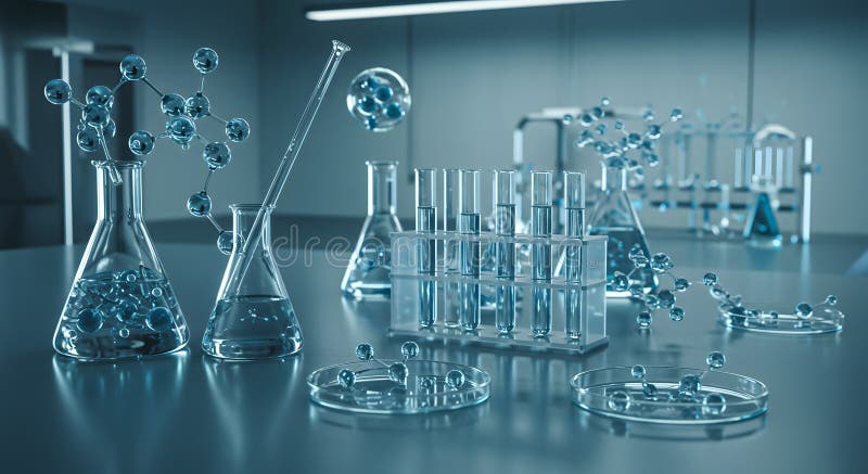 Modern Chemistry Lab: Scientific Research and Molecular Structures in a ...