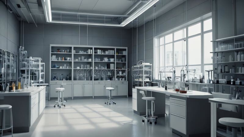 Clean Laboratory Space with White and Grey Stock Footage - Video of ...