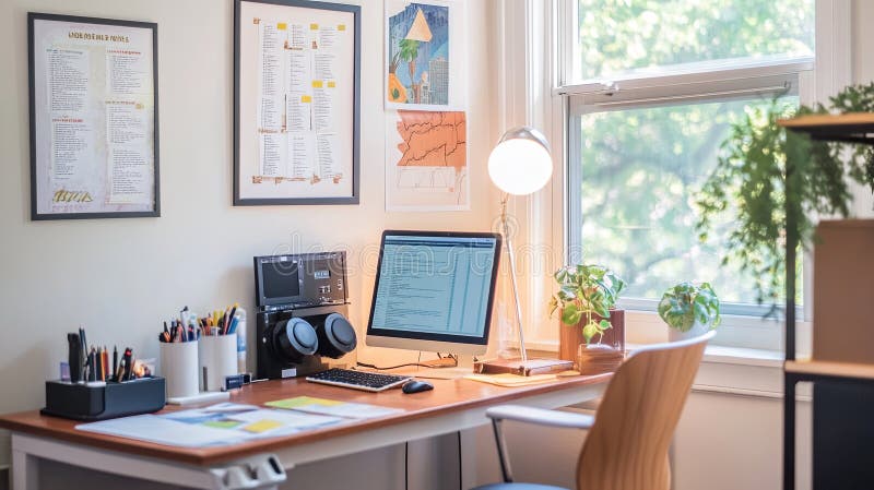 A Clean Language Study Area with Flashcards, Textbooks, and Audio Stock ...