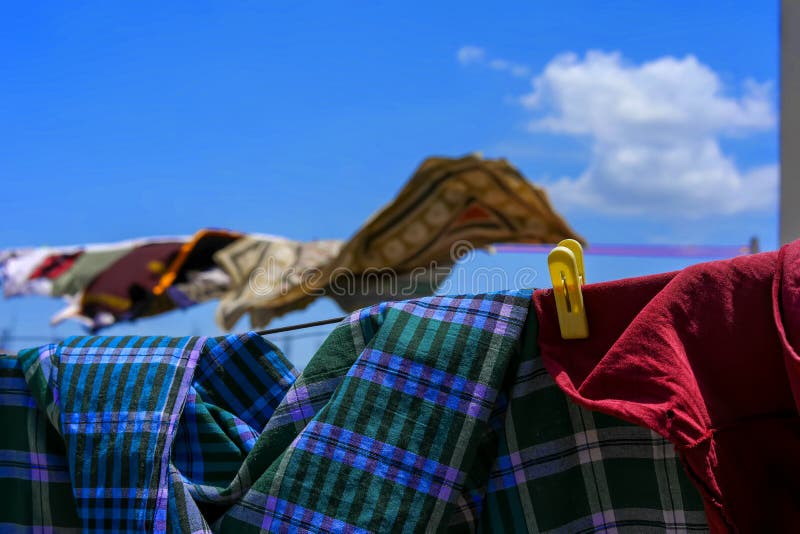 Clean Laundry Drying on Line Outside Stock Image - Image of objects ...