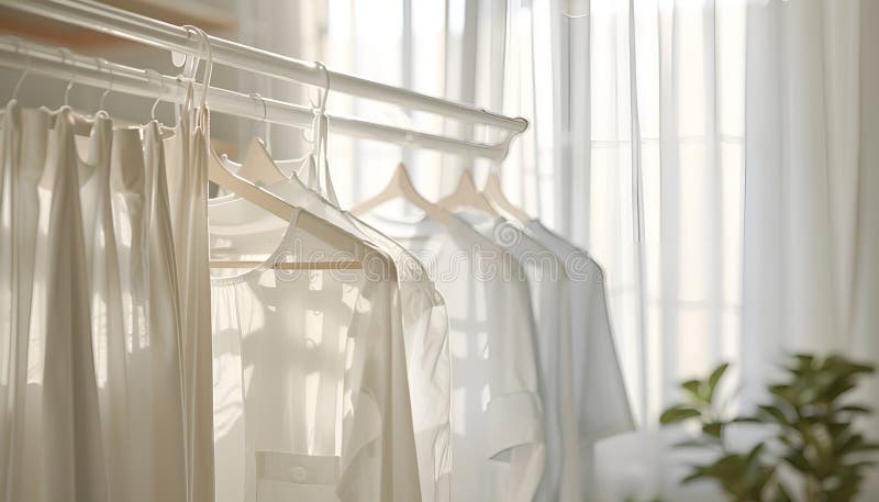 Clean Laundry Hanging on Drying Rack Indoors Stock Image - Image of ...