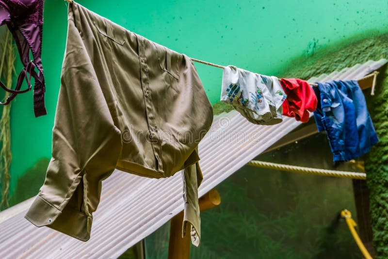 Clean Laundry Hanging To Dry on a Wash Line, Natural Drying Method ...