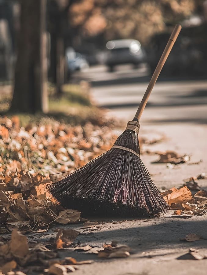 Clean Leaves with a Broom Autumn Season Stock Illustration ...