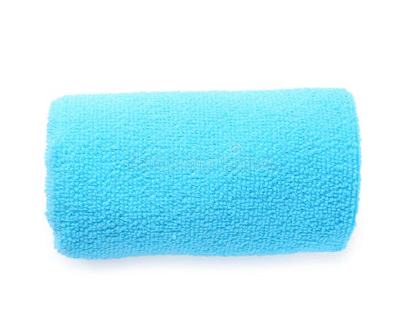 Clean Light Blue Microfiber Cloth Isolated on White, Top View Stock ...