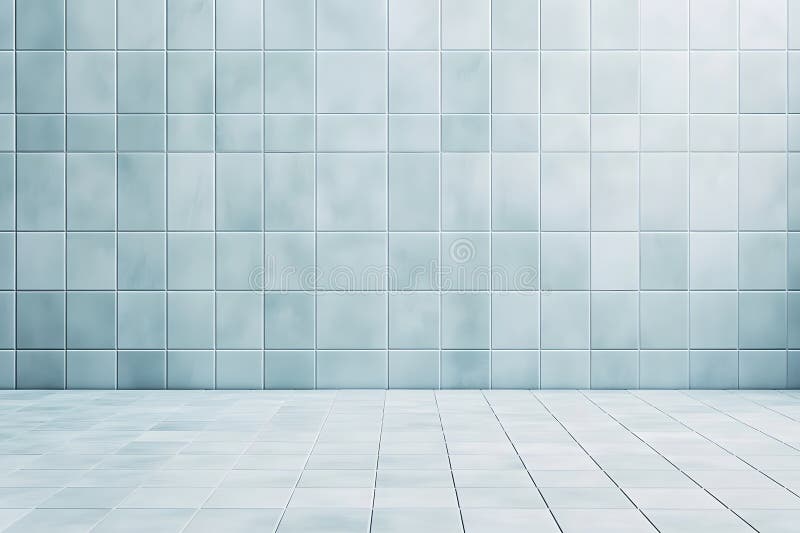 A Clean, Light Blue Tiled Wall and Floor Creating a Serene and ...