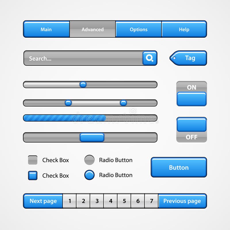 Light UI Controls Web Elements: Buttons, Switchers Stock Vector ... Light UI Controls Web Elements: Buttons, Switchers Stock Vector ...