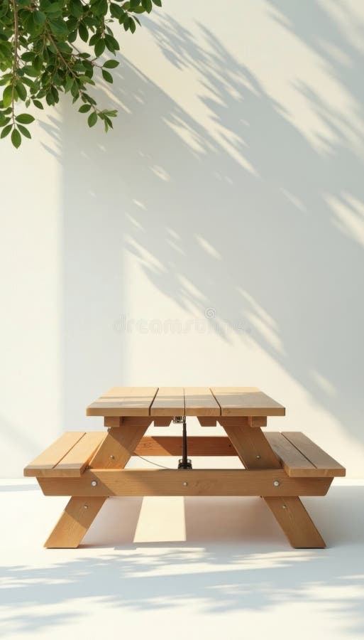 Clean, Light Brown Picnic Table on Pure White Backdrop , Item, Surface ...