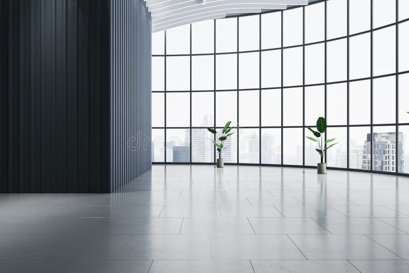 Clean Light Hallway Interior with Designer Walls, Panoramic Window ...