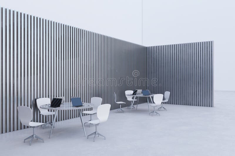 Clean Metal Wall Office Design. 3D Rendering Stock Illustration ...