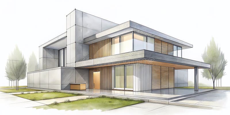 Clean Line Architectural Sketch a Detailed Blueprint Design for ...