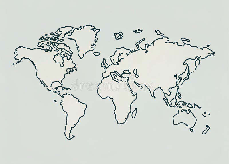 Clean Line World Map Vector Graphic Modern Design Element for ...