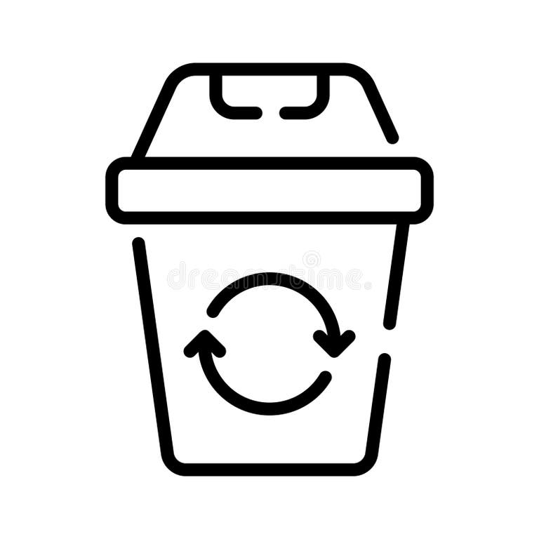 A Clean Linear Icon of Household Dustbin Stock Illustration ...