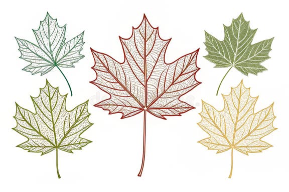 Set of Different Types of Maple Leaves on a White Background. Set of ...