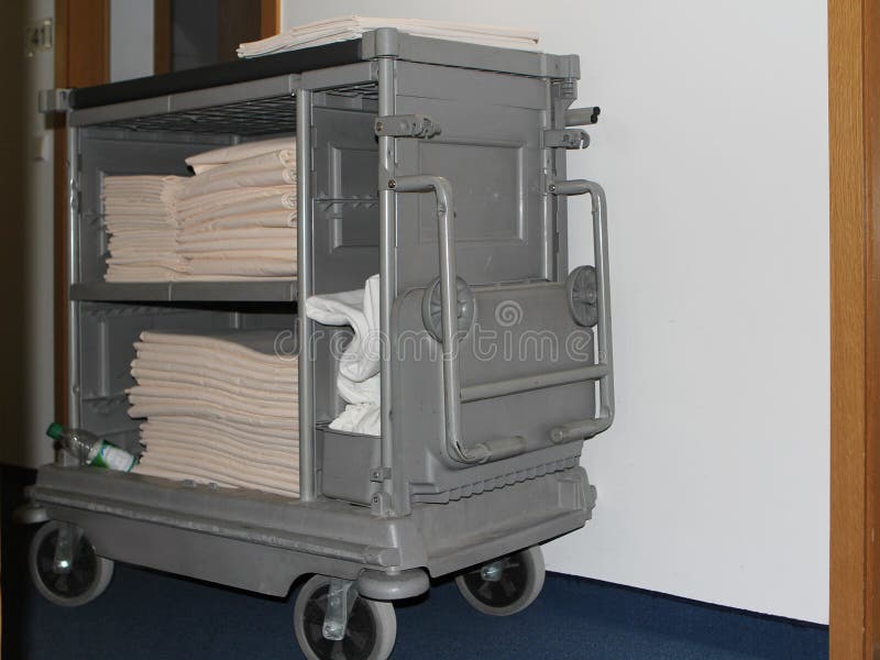 Clean Linen Trolley at the Hotel Stock Photo - Image of cleanliness ...