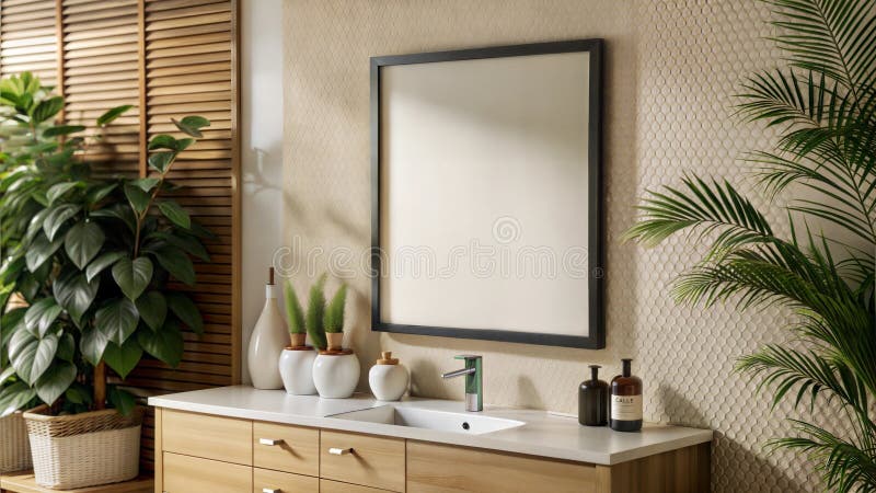 Clean Lines - a Simple, Frameless Mirror Above a Minimalist Vanity ...