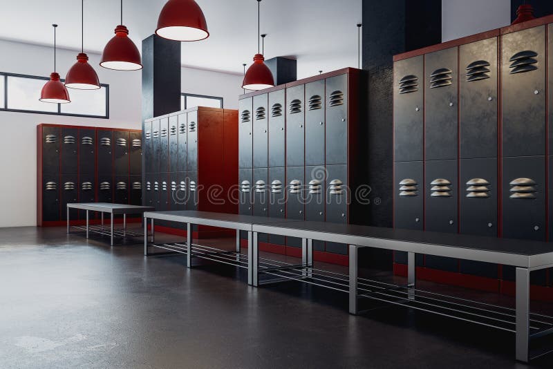 Clean locker room interior stock illustration. Illustration of change ...