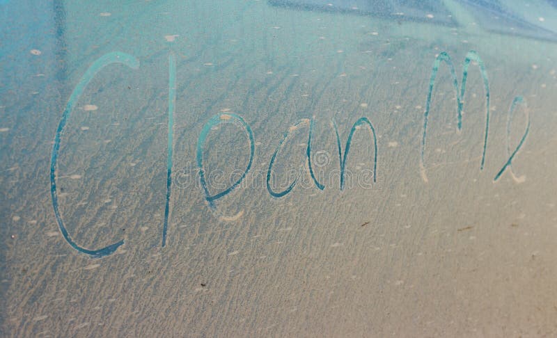 Clean me written on car stock image. Image of dust, grey - 60667529