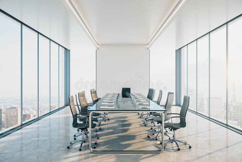 Clean Meeting Room With Poster Stock Illustration - Illustration of ...