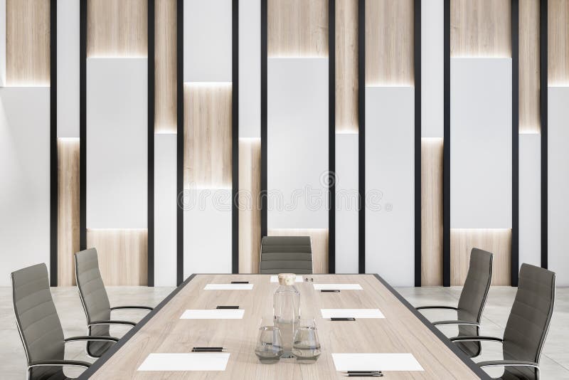 Clean Meeting Room Interior with Table and Chairs. Workplace ...