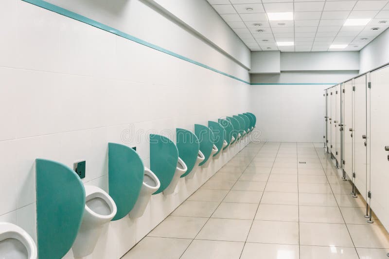 Clean Men Public Toilet Room Interior Stock Photo - Image of door, rest ...