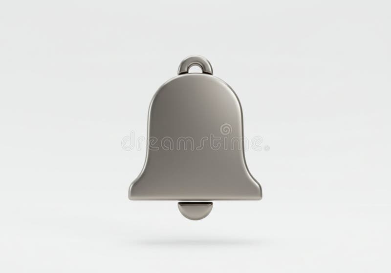 Metallic Silver Bell Notification Icon 3D Render Modern Design ...