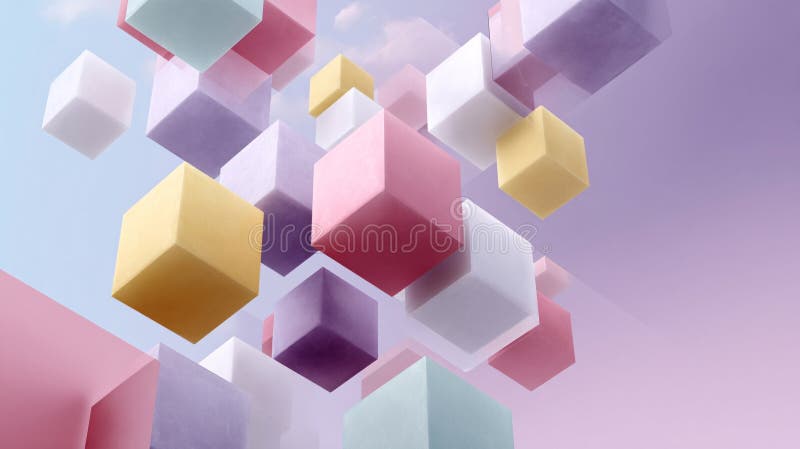 Clean Minimal Composition with Abstract Floating Cubes in Pastel Tones, Generative AI Stock ...