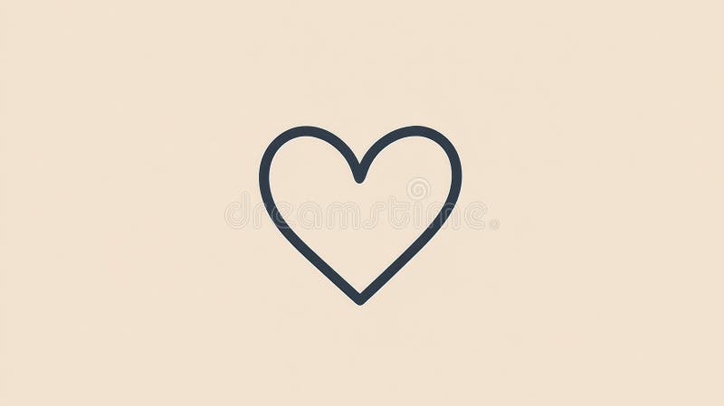 Simple Heart Outline on a Light Beige Background for Minimalistic ...