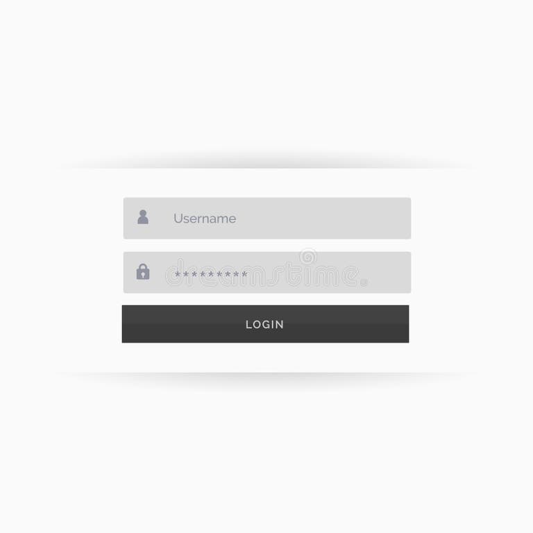 Clean Minimal Login Form Template User Interface Design Stock Vector ...