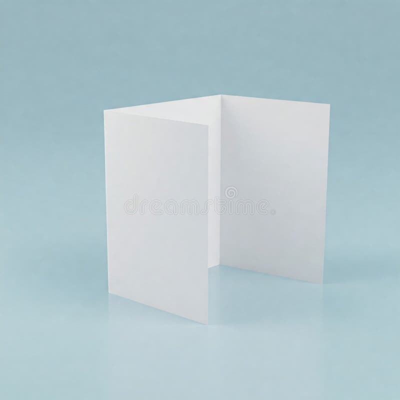 Minimal White Folded Brochure Mockup on Pastel Blue Background Stock ...