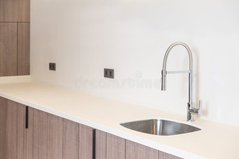 Clean and Minimal: Modern Kitchen Counter in Perspective Stock Image ...