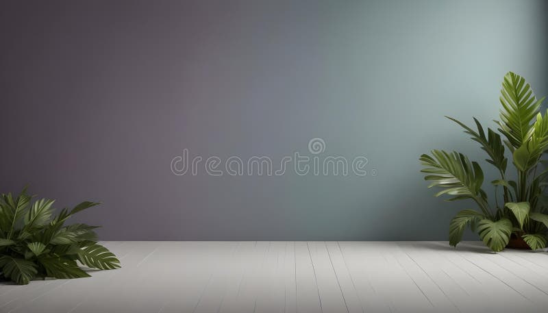 A Clean and Minimal Studio Setup Featuring Green Plants Against a ...