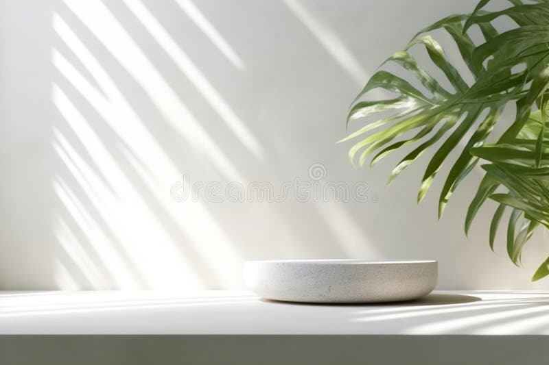 Clean and Minimal White Counter Podium with Soft and Beautiful Dappled ...