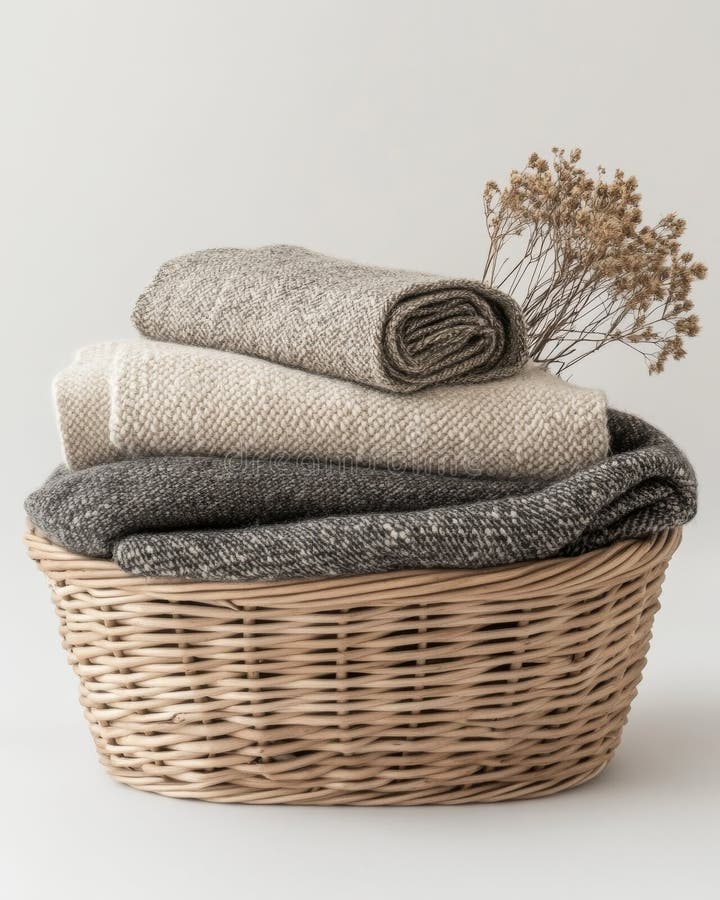 A Clean, Minimalist Arrangement Featuring a Naturally Woven Basket on a ...