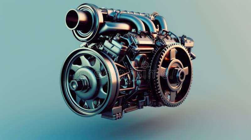 Clean, Minimalist Car Engine or Motor Illustration Stock Illustration ...