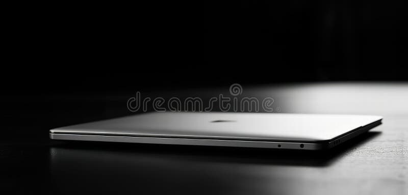 Clean and Minimalist Close Up Shot of Laptop on a Reflective Surface ...