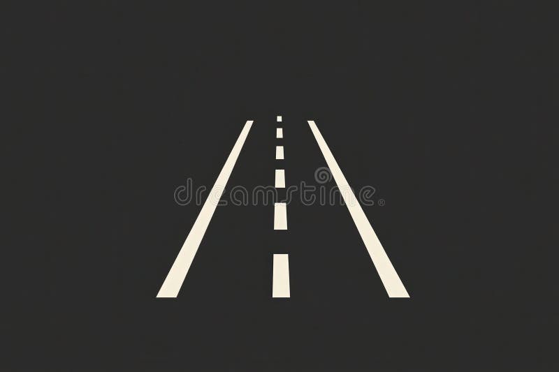 Minimalist Clean Road Icon Design Featuring Solid White Lines on a Dark ...