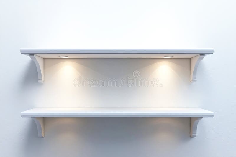 Clean and Minimalist Empty White Shelves on a Smooth White Wall ...