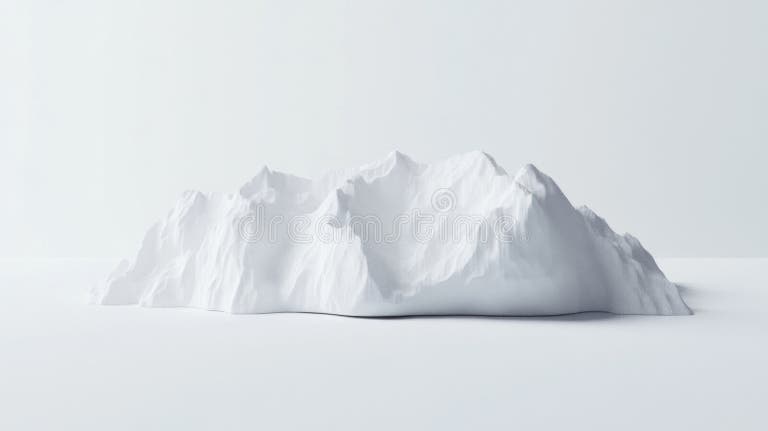 Minimalist White Mountain Range with Peaks and Ridges on Clean Backdrop ...