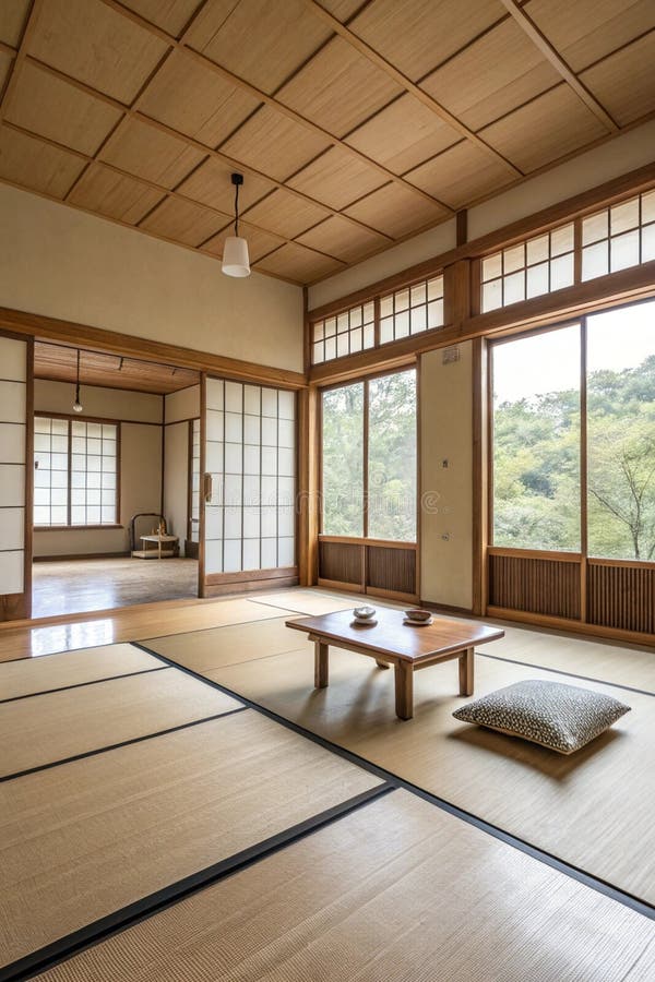 Empty Room, Clean Japanese Minimalist Room Interior, 3D Rendering Stock ...