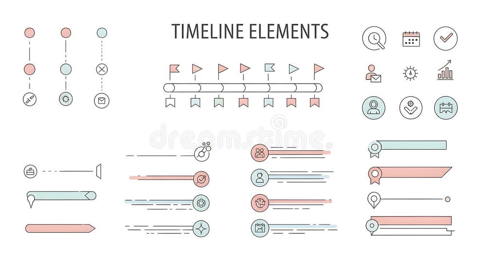 Pastel Timeline Elements: Infographic Design Kit Stock Illustration ...