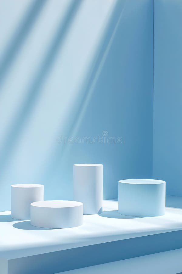 Clean Minimalist Podiums with Soft Blue Shadows for Elegant Product ...