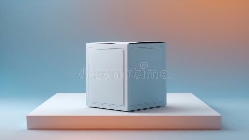A Clean, Minimalist Product Box Mockup. the Cube-shaped Package Sits on ...